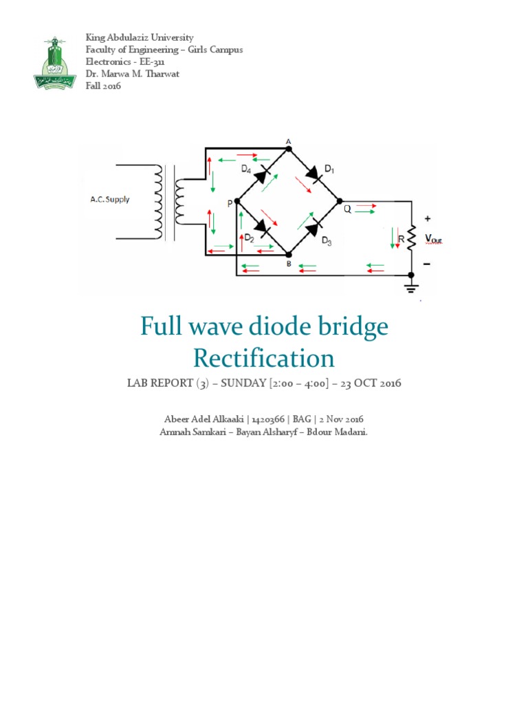 Full Wave Diode Bridge Rectification | PDF | Rectifier | Diode