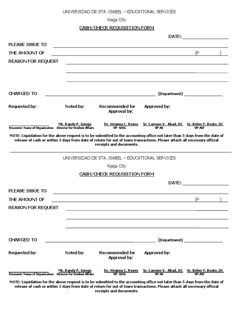 Cash Requisition Form | PDF | Service Industries | Business