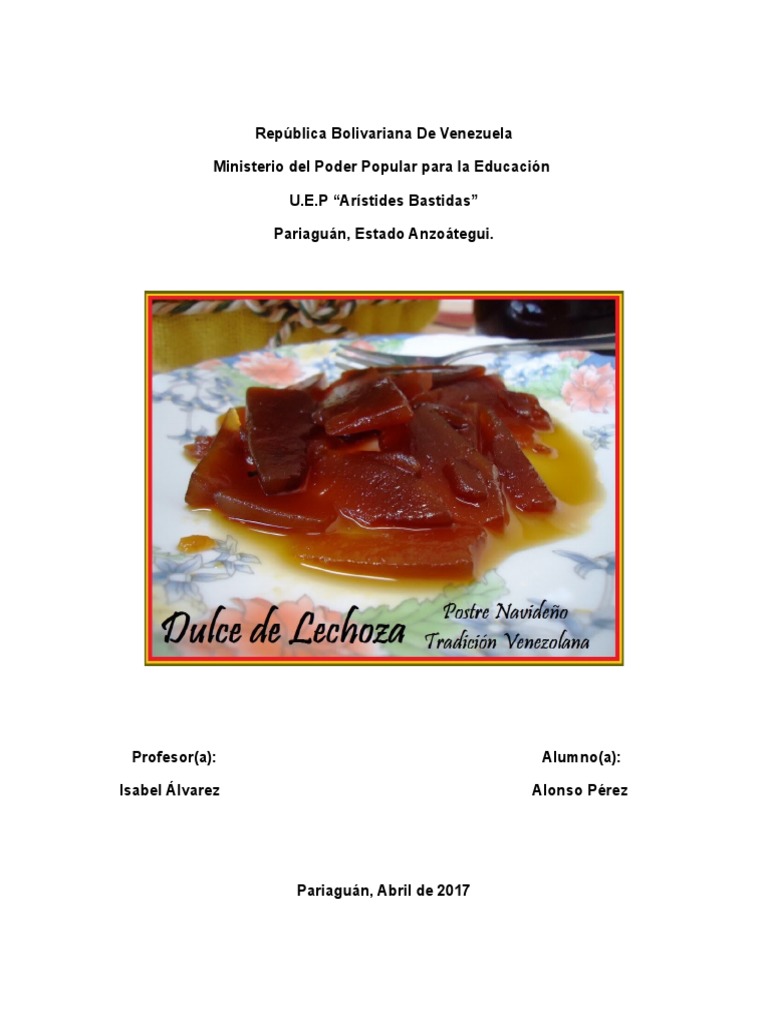 Dulce de Lechoza | PDF | Postres | Venezuela