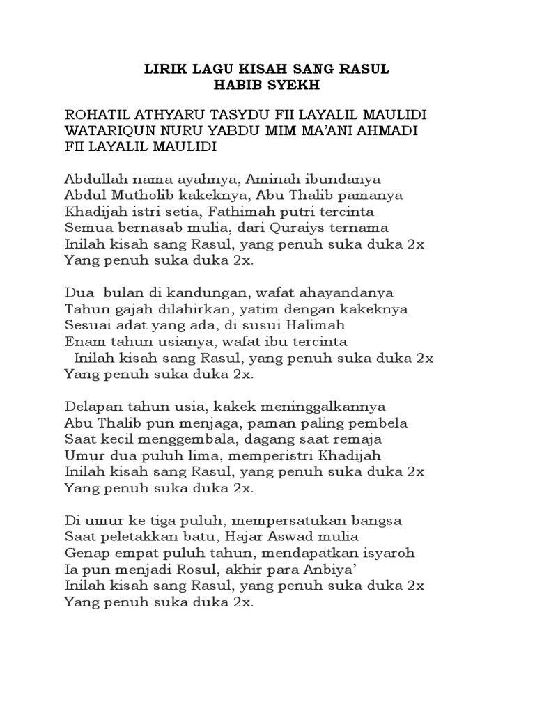 Lirik Lagu Kisah Sang Rasul | PDF | Agama & Spiritualitas | Puisi