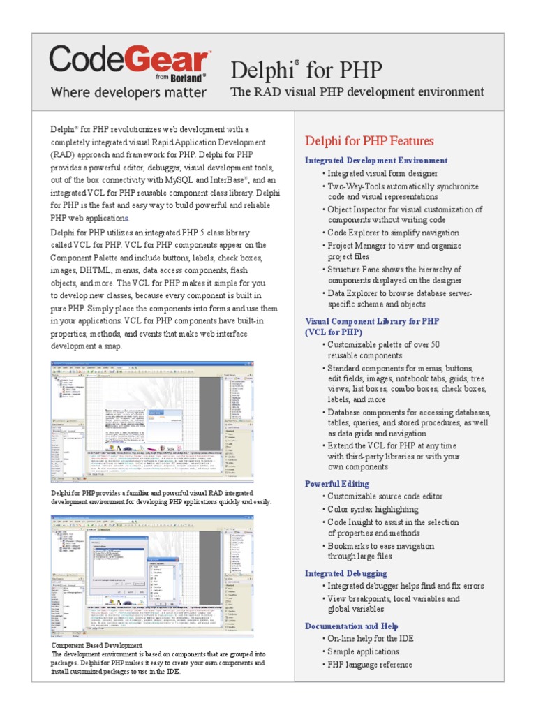 Delphi 2007 For PHP | PDF | Php | Integrated Development Environment