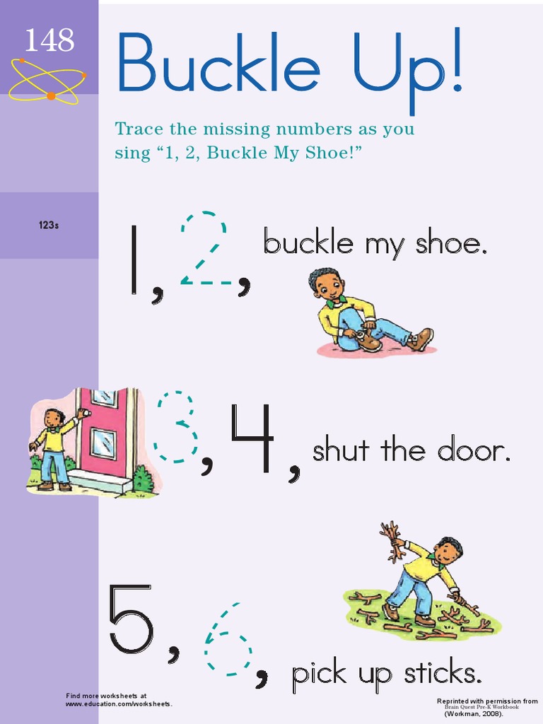 Buckle My Shoe Number Tracing Worksheet | PDF