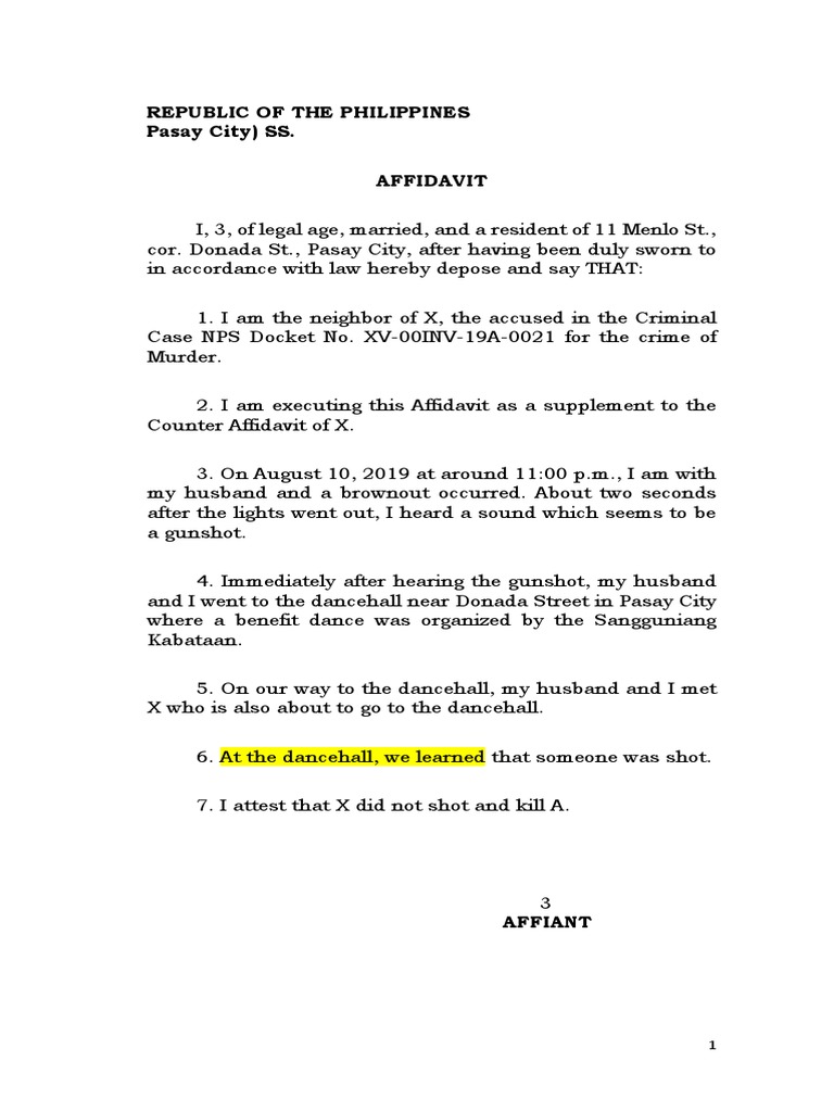 Sample of Criminal Affidavit | PDF | Affidavit | Comparative Law
