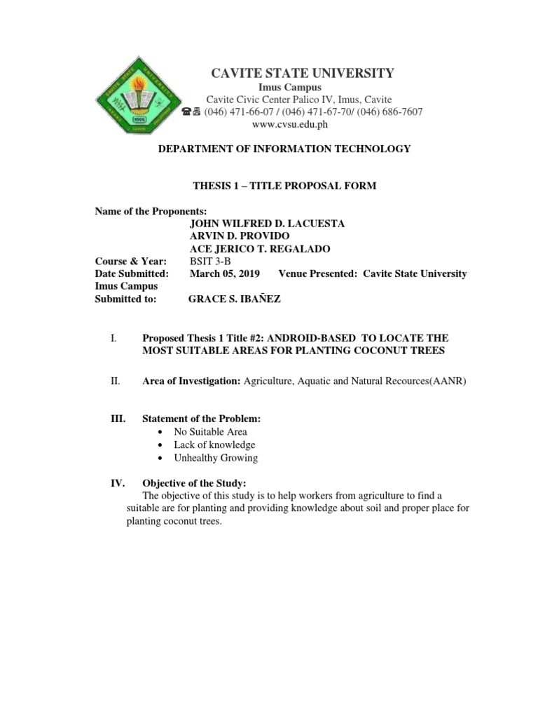 FormB Title Proposal Coconutform | PDF