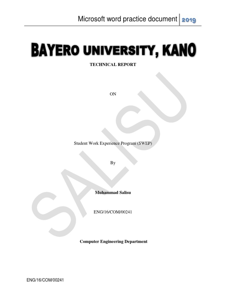 Microsoft Word Practice Document: Technical Report | PDF | Tools ...