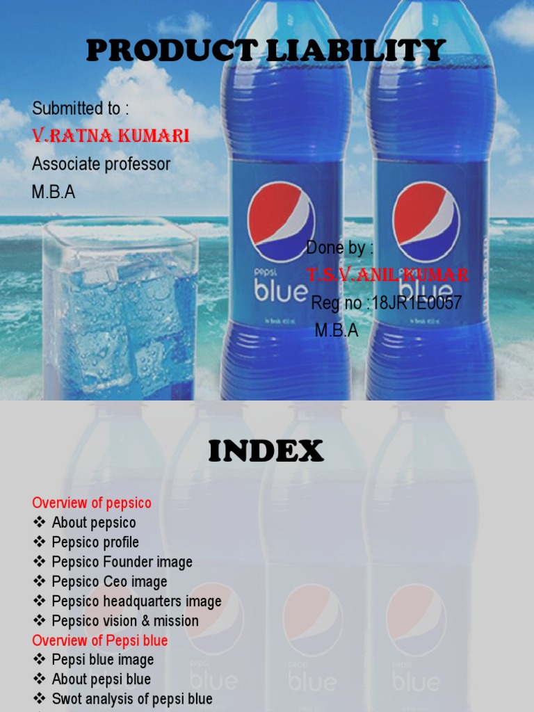 Product Liability Pepsi Blue | PDF | Pepsi Co | Pepsi