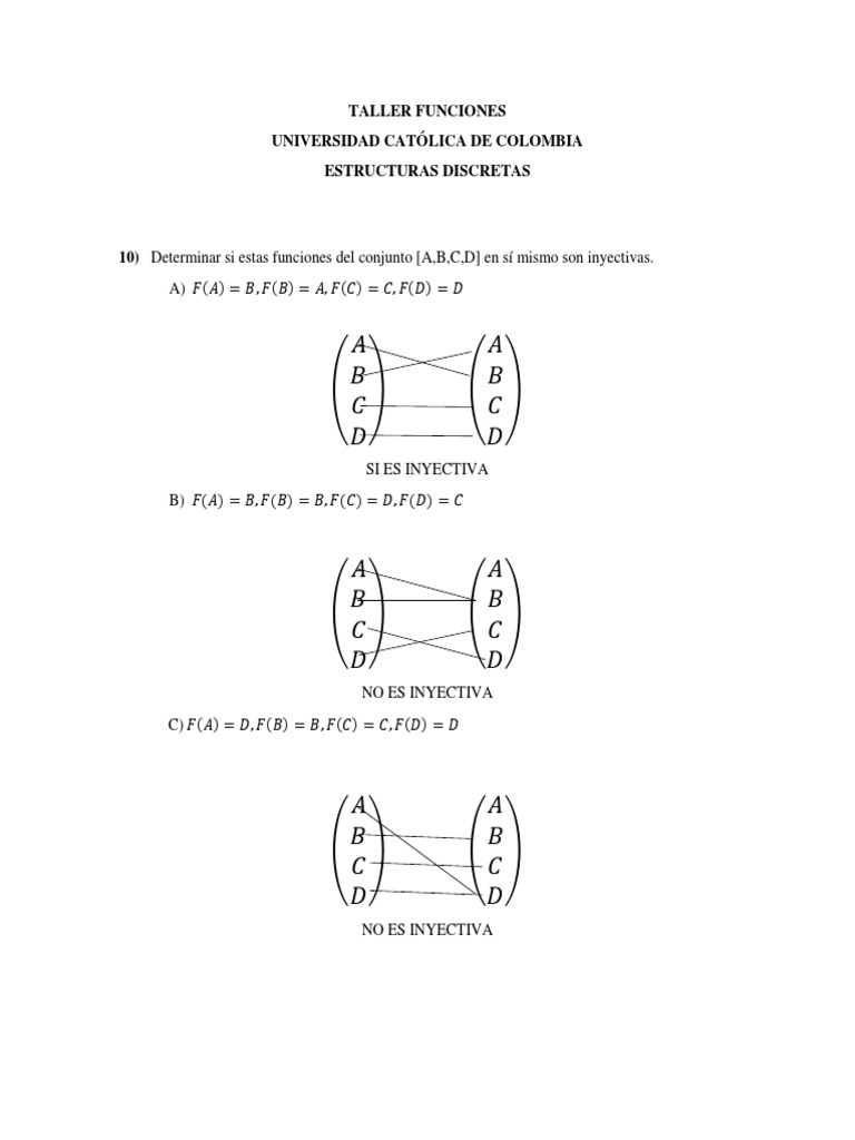 Taller Matemáticas Discretas | PDF | Matemática Elemental | Funciones y ...