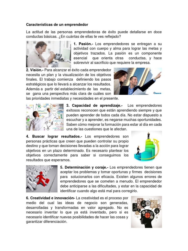 Características de Un Emprendedor | PDF | Iniciativa empresarial | Creatividad
