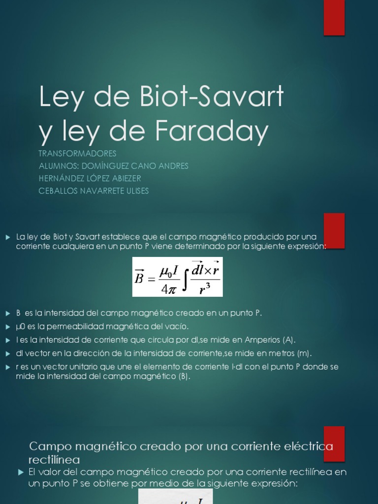 Ley de Biot-Savart y Ley de Faraday | PDF | Inductor | Campo magnético