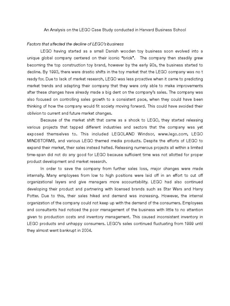 LEGO Case Study Analysis | Download Free PDF | Lego | Business