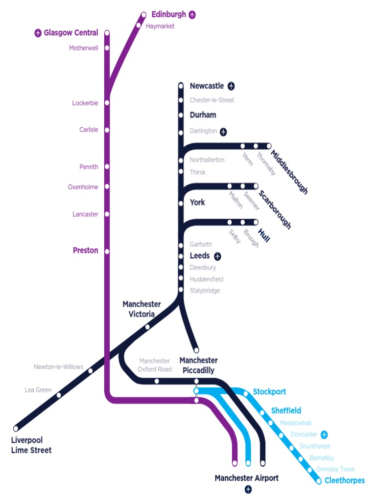 TransPennine Express Route Map May 2018 | PDF | Railway Companies | Sports
