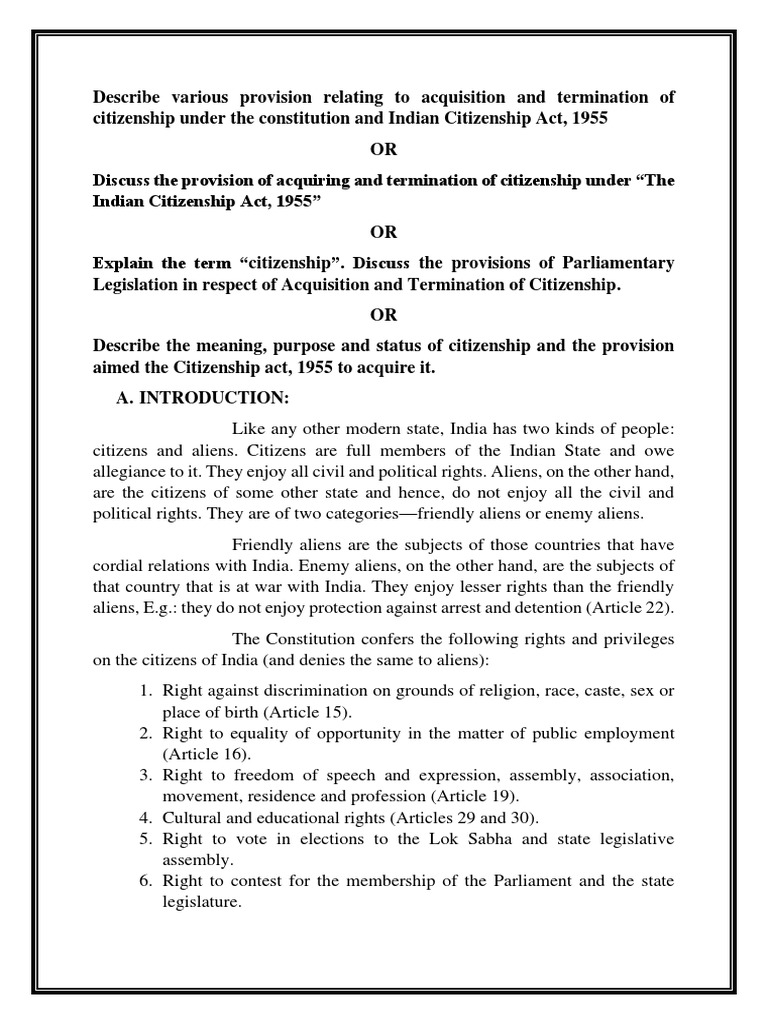 Indian Citizenship Act | PDF | Citizenship | Naturalization