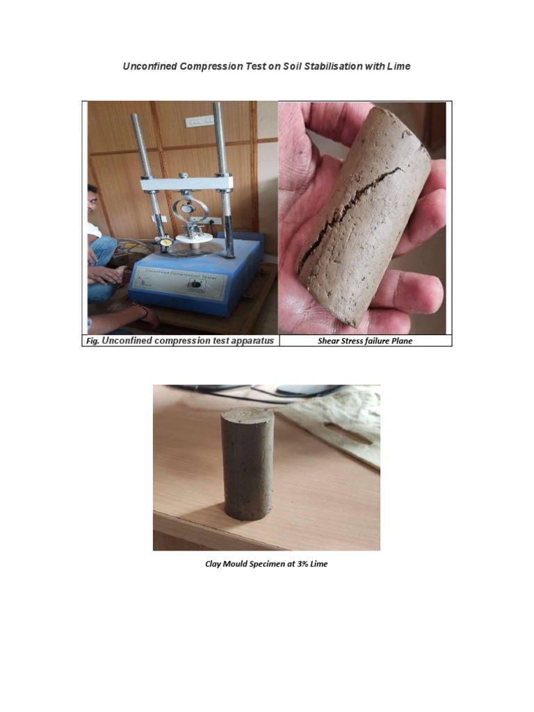 Unconfined Compression Test On Soil Stabilisation With Lime: Fig. Shear ...
