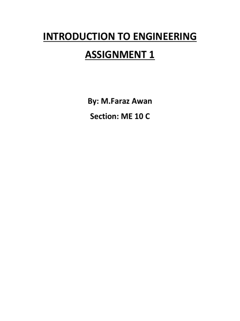 Introduction To Engineering Assignment 1: By: M.Faraz Awan Section: ME 10 C | PDF | Mc Donald's ...