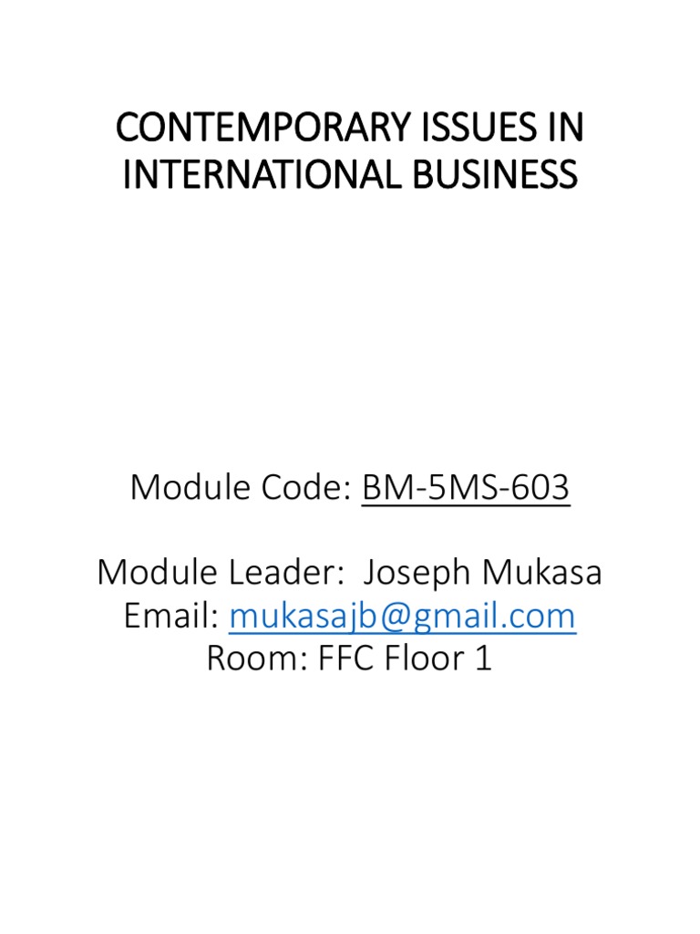 Contemporary Issues in International Business | PDF | International ...
