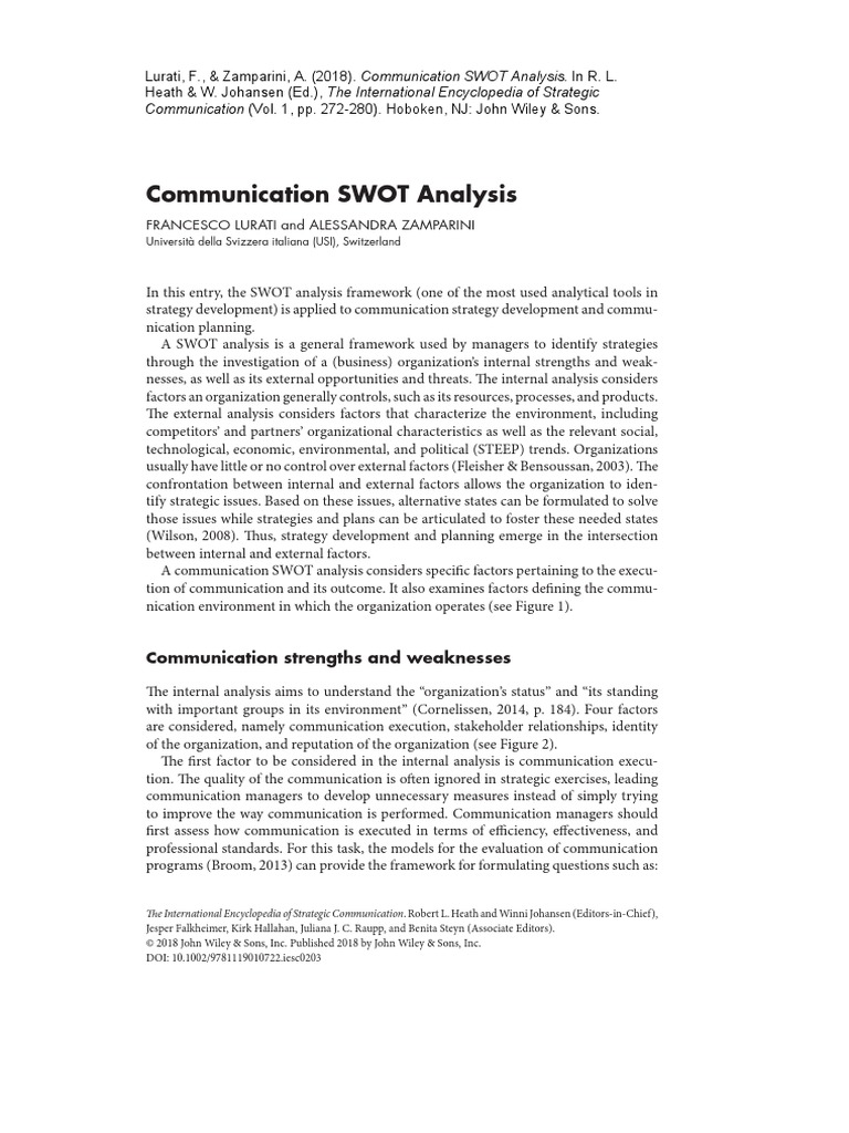 Communication of SWOT | PDF | Swot Analysis | Identity (Social Science)
