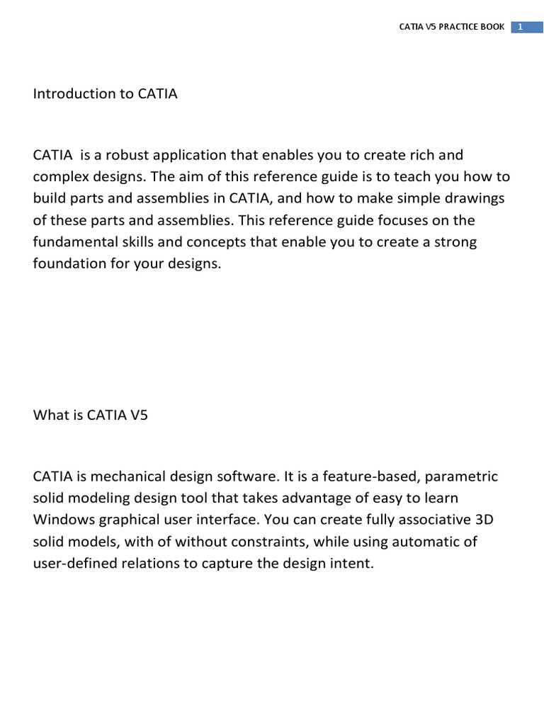 CATIA V5 Practice Guide and Exercises | PDF