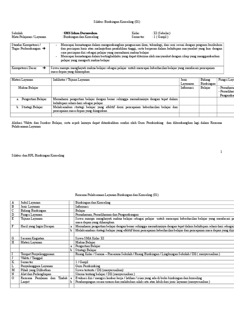Silabus BK Sma | PDF