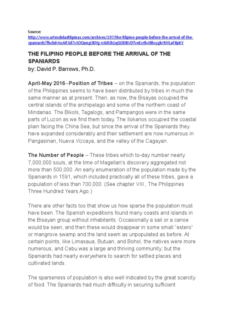 The Filipino People Before The Arrival of The Spaniards | PDF | Tagalog ...