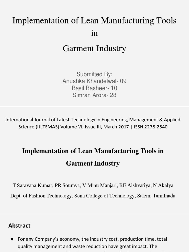 Implementation of Lean Manufacturing Tools | PDF | Lean Manufacturing | Business Process Management
