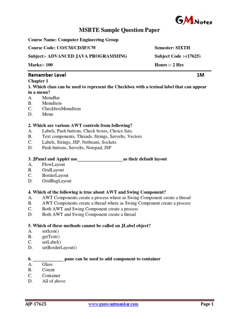 Ajp Paper Msbte | PDF | Java Servlet | Java Server Pages