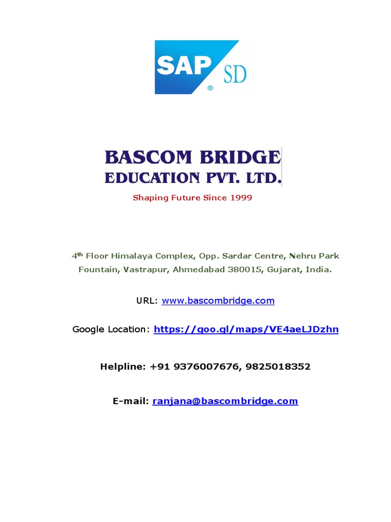 SAP SD Course Content | PDF | Sap Se | Information Technology Management