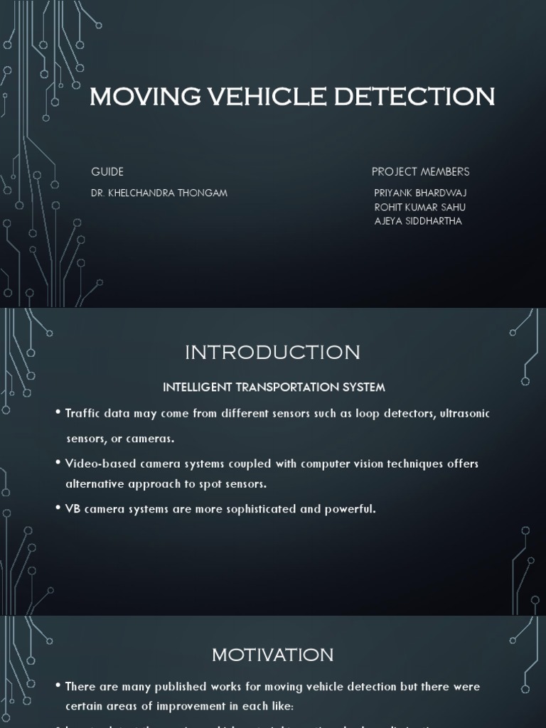 Moving Vehicle Detection Guide Project Members Pdf Applied