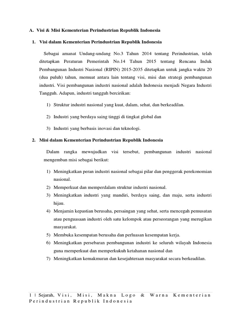 Visi-Misi, Sejarah, Makna Logo & Warna Kementerian Perindustrian ...