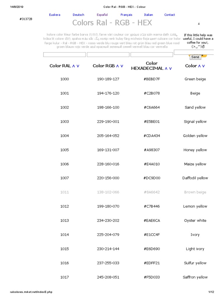 Color Ral - RGB - HEX - Colour | PDF