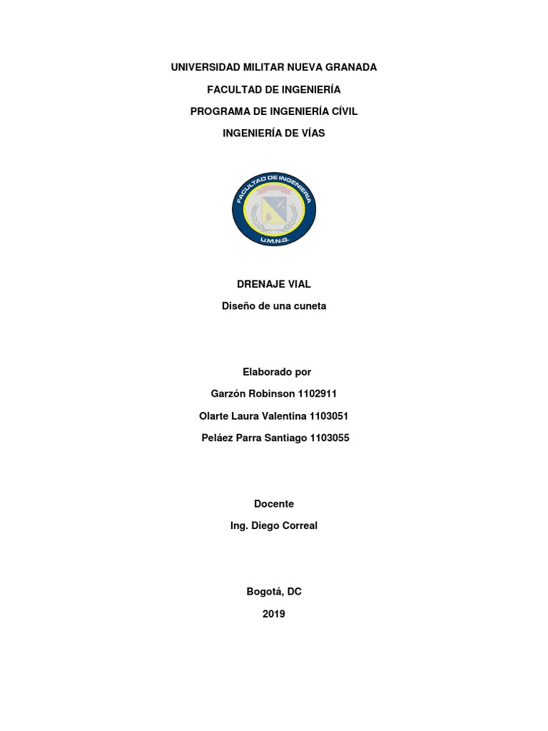 Diseño de Cuneta para Drenaje Vial | PDF | Agua | Transporte por carretera