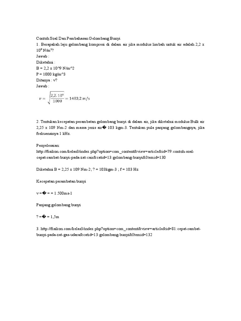 Soal Bunyi | PDF | Metode & Bahan Ajar | Sains & Matematika