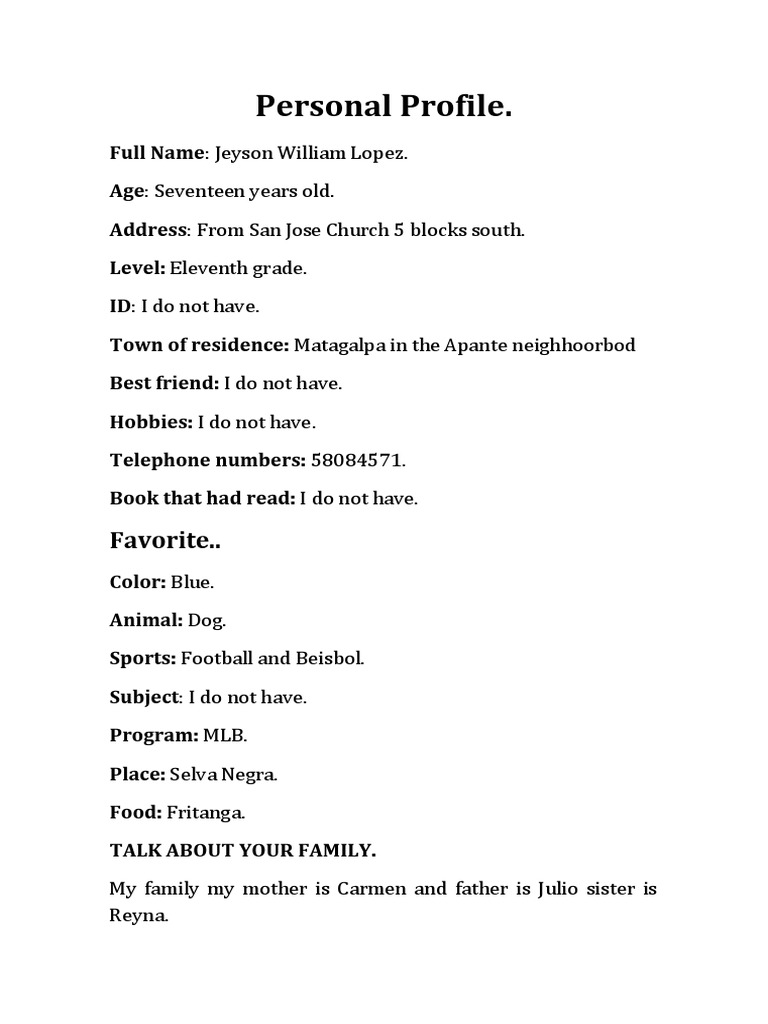 Personal Profile | PDF