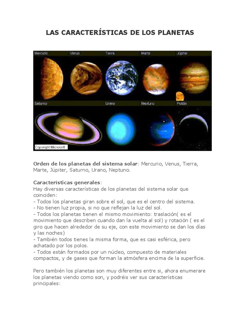 Características de los Planetas del Sistema Solar | PDF | Neptuno | Urano