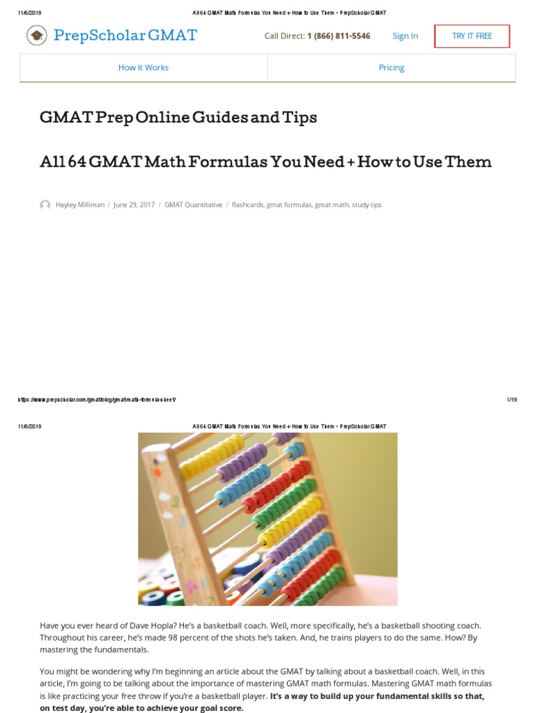 64 Gmat Formulas | PDF | Graduate Management Admission Test | Area