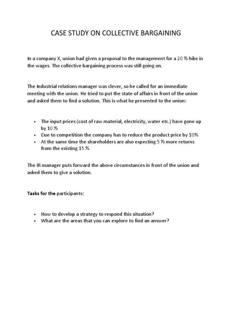 Case Study On Collective Bargaining | PDF