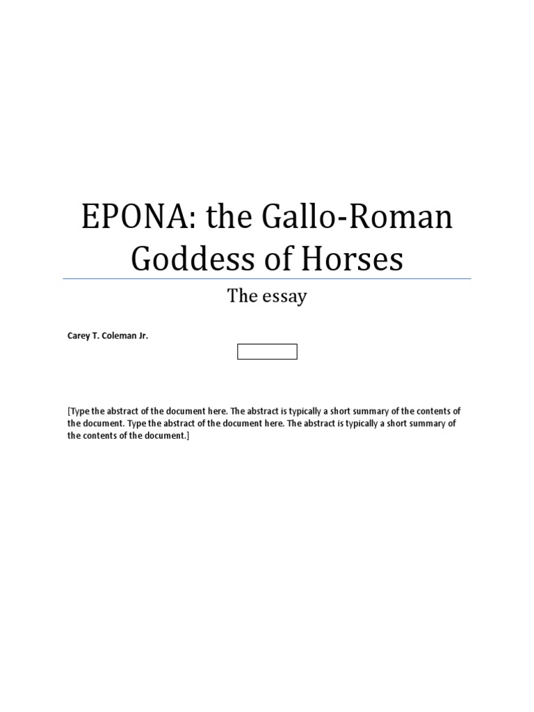 Epona-Roman Goddess of Horses and Fertility | PDF