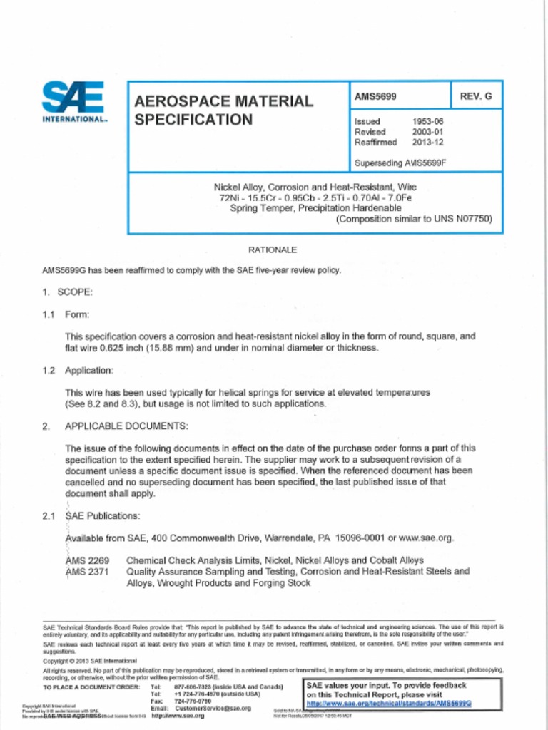 AMS 5699 Rev G | PDF