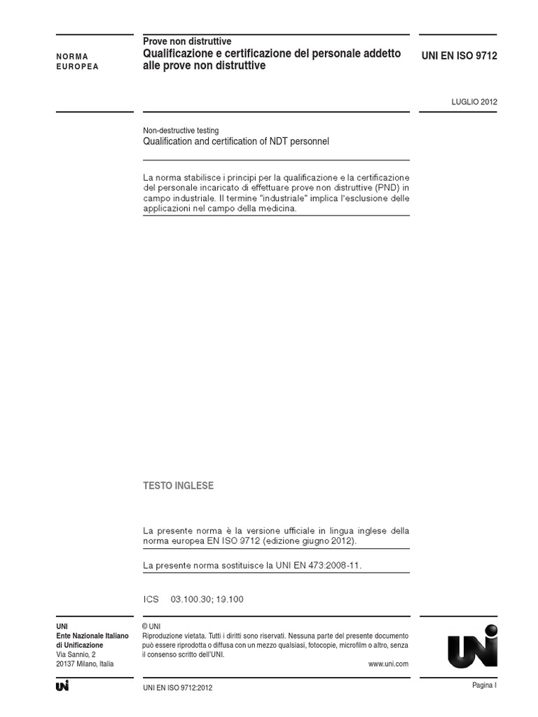 Uni en Iso 9712 2012 | PDF