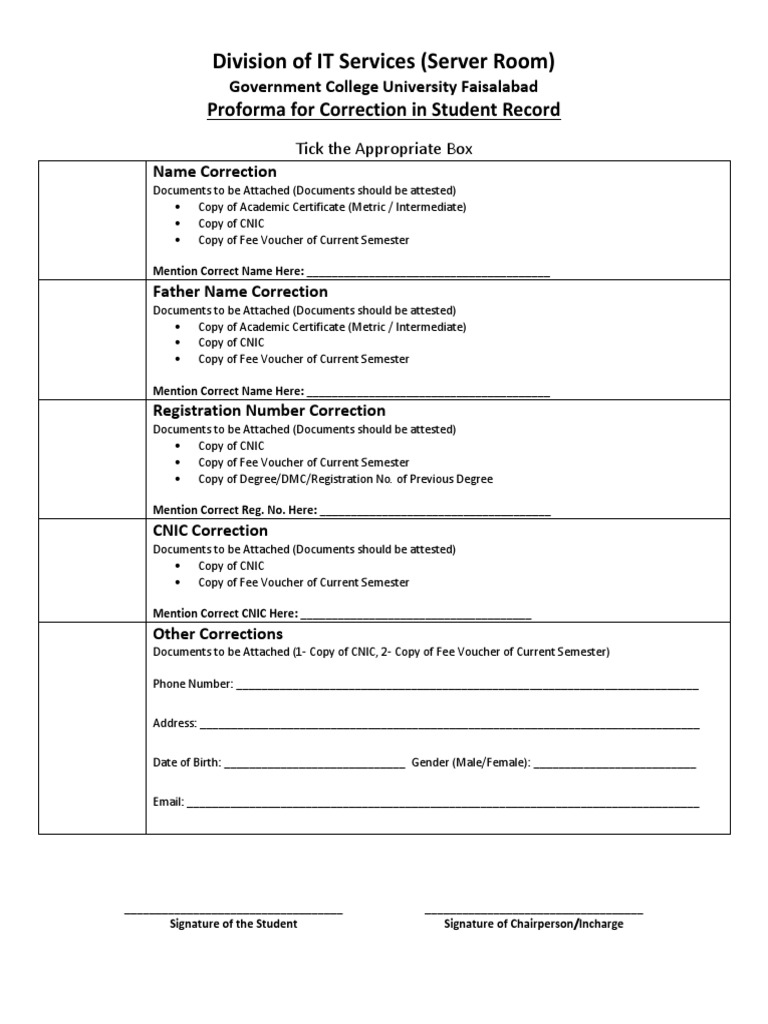 Students Record Corrections | PDF