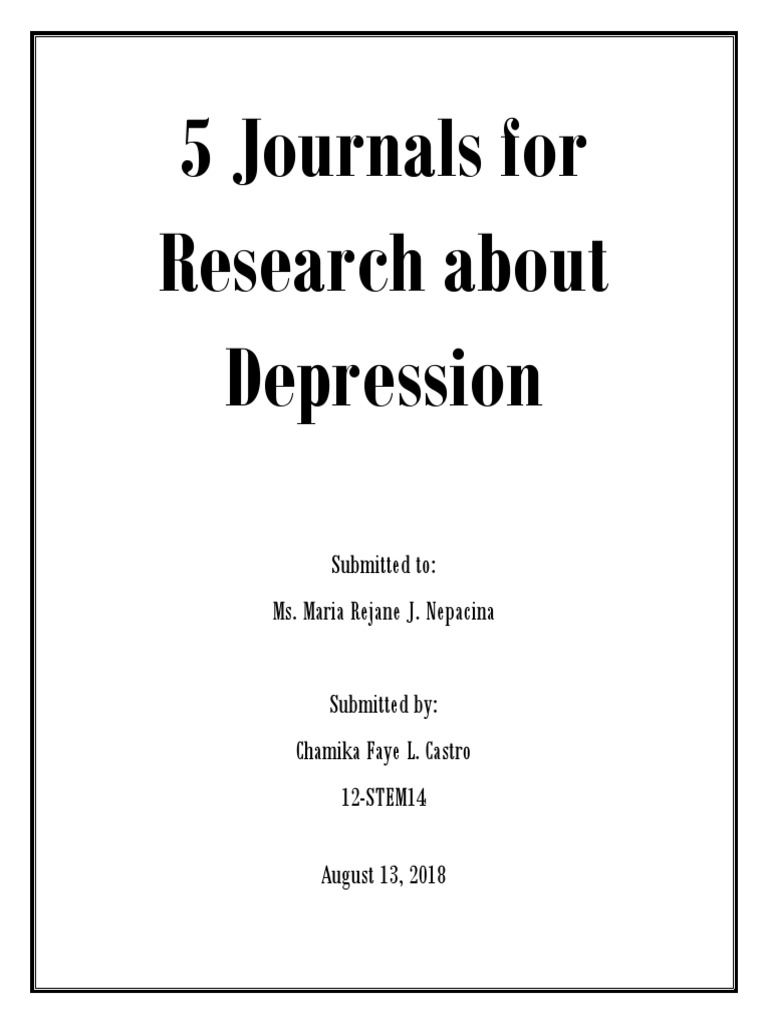 5 Journals For Research About Depression | PDF