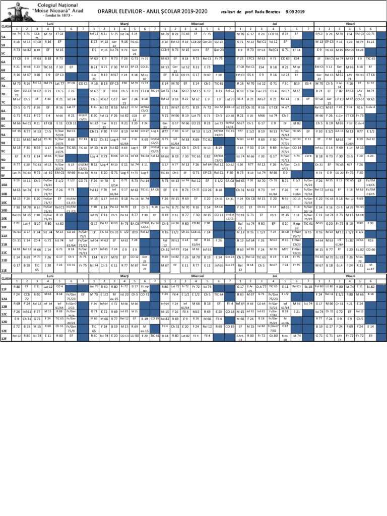 Orar 2018 2019 - Elevi | PDF