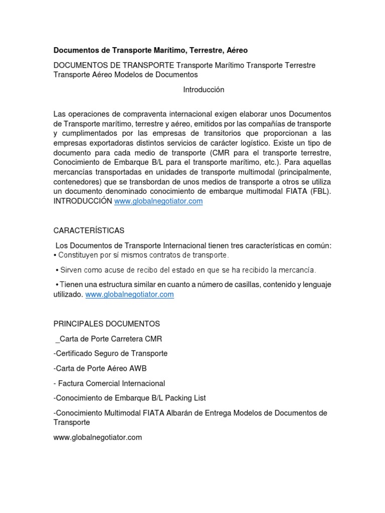 Documentos de Transporte Marítimo | PDF | Guía de carga | Factura