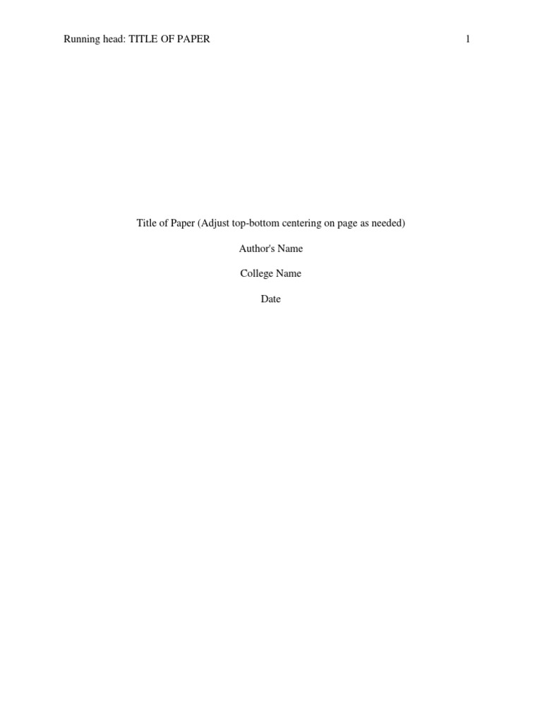 Running Head: Title of Paper 1 | PDF | Paragraph | Abstract (Summary)