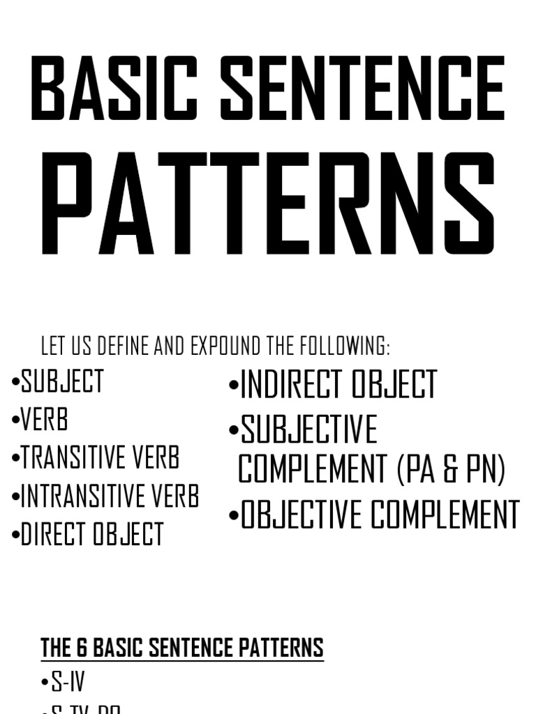 Basic Sentencepatterns FINAL | PDF | Object (Grammar) | Verb