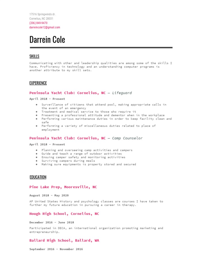Darrein Cole's Resume Overview | PDF | Career & Growth