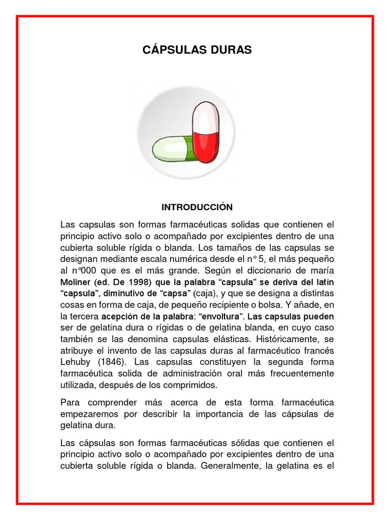 Tipos y características de cápsulas duras | PDF | Ciencias fisicas ...