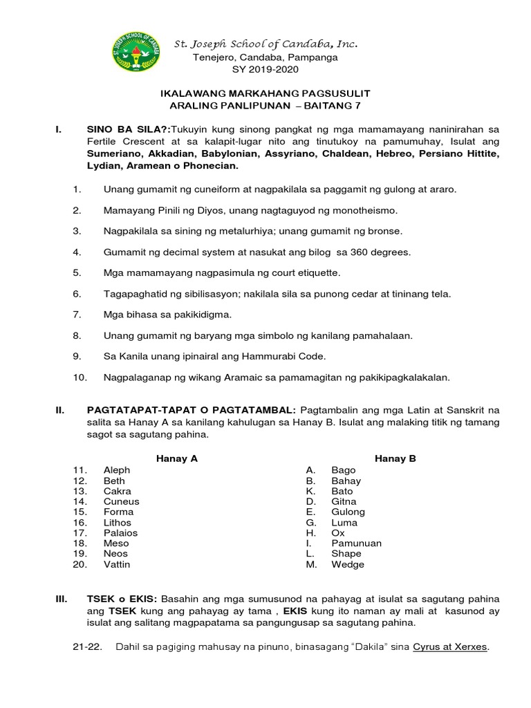 Grade 7 - Araling Panlipunan 2nd Quarter | PDF