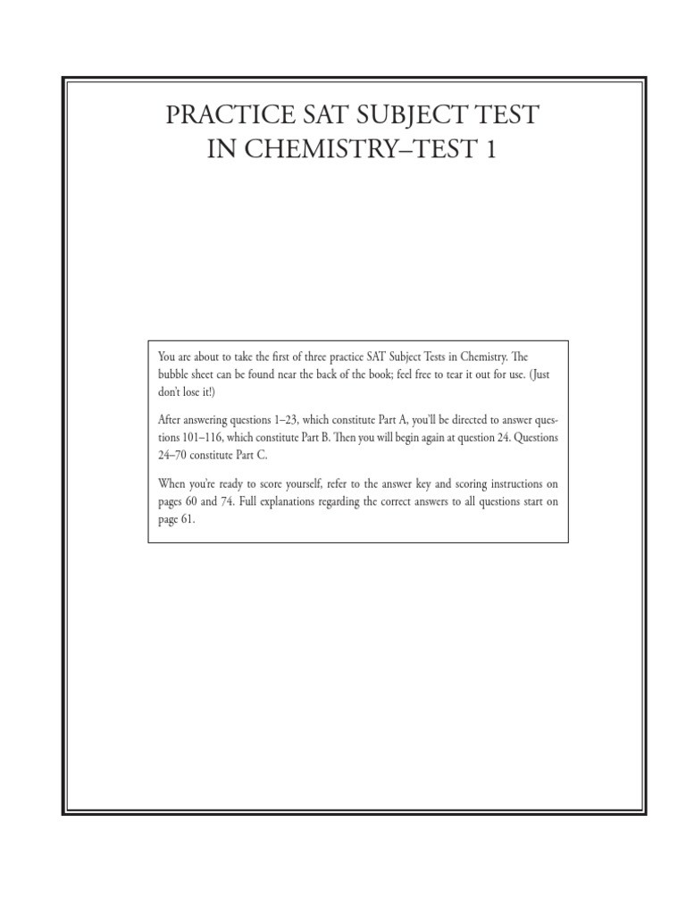 SAT Chemistry Subject Test Practice 1 | PDF | Chemical Polarity ...