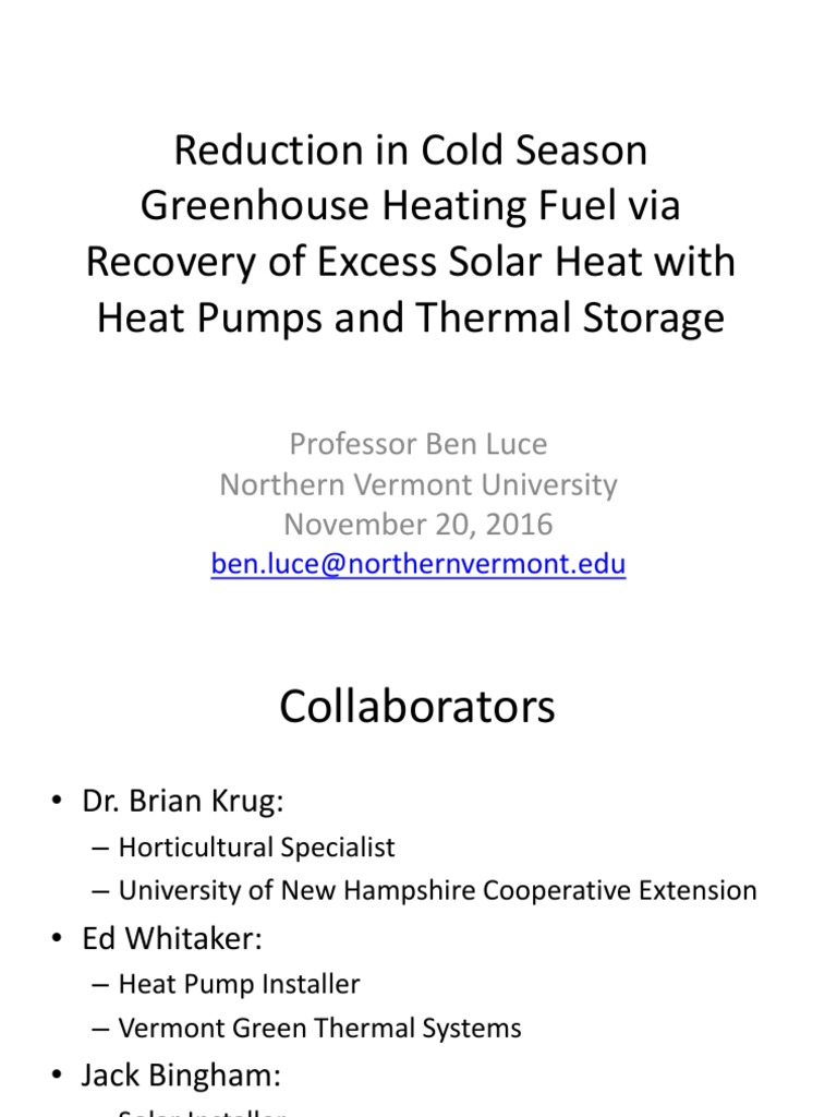 Greenhouse Heating Project | PDF | Heat Pump | Solar Energy