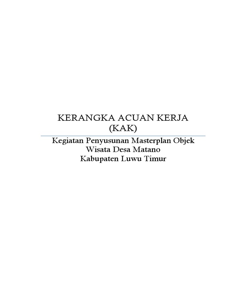 KAK Master Plan Desa Matano | PDF